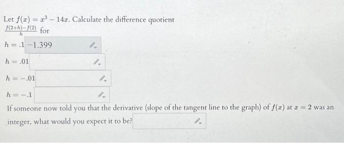Solved Let f(x)=x3−14x. Calculate the difference quotient | Chegg.com