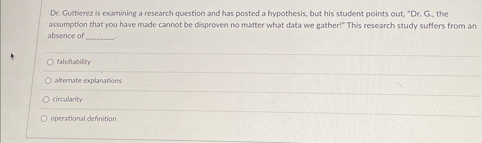 Solved Dr. Guttierez is examining a research question and | Chegg.com Solved Dr. Guttierez is examining a research question and | Chegg.com