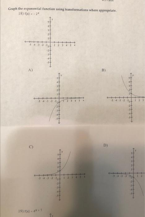 Solved Graph the exponential function using transformations | Chegg.com
