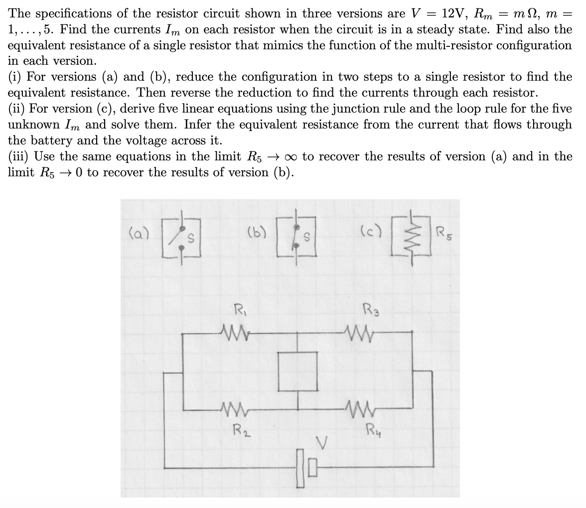 RESISTOR CIRCUIT: The specifications of the resistor | Chegg.com