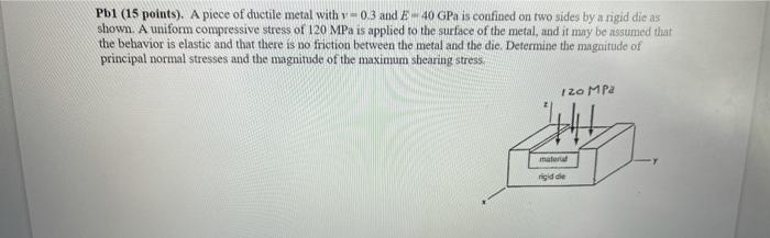 Solved Pb1 (15 points). A piece of ductile metal with v - 03 | Chegg.com