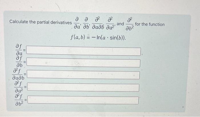 Solved Calculate the partial derivatives | Chegg.com