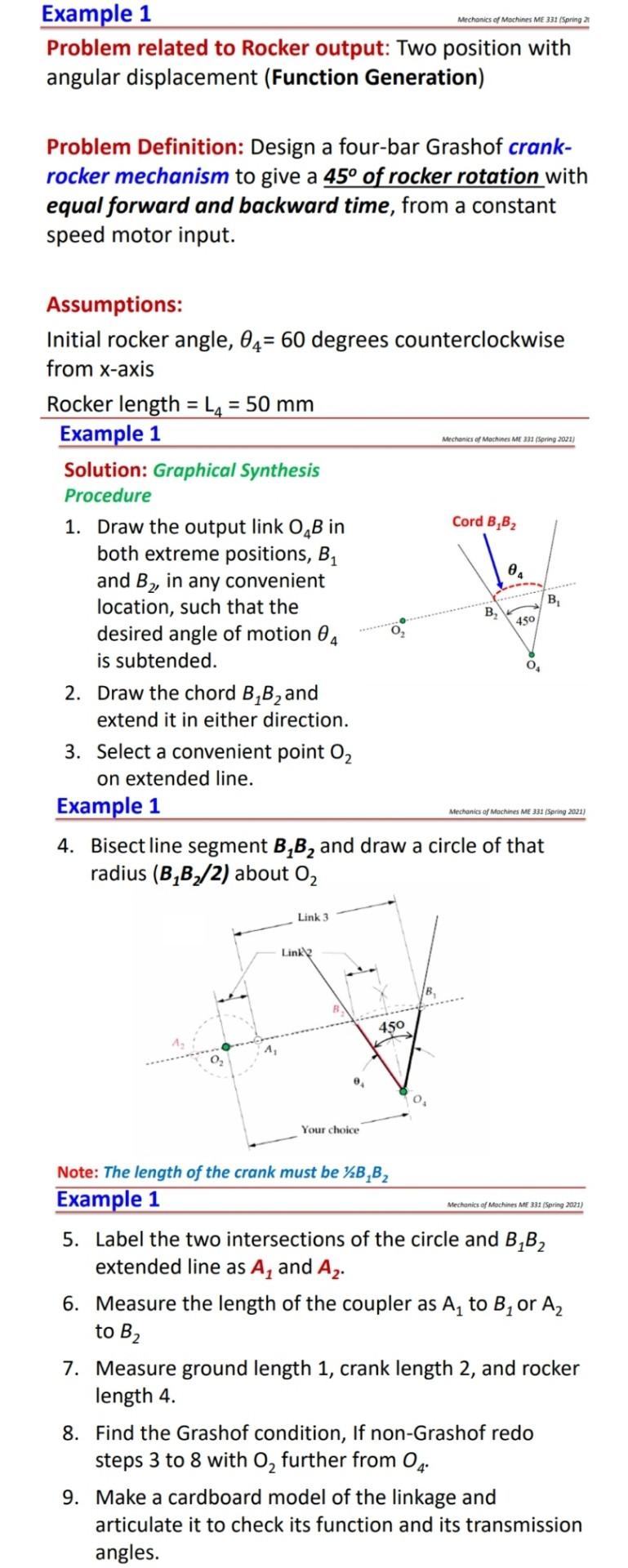 Solved Mechanics of Machines ME 331 (Spring 2 Example 1 | Chegg.com
