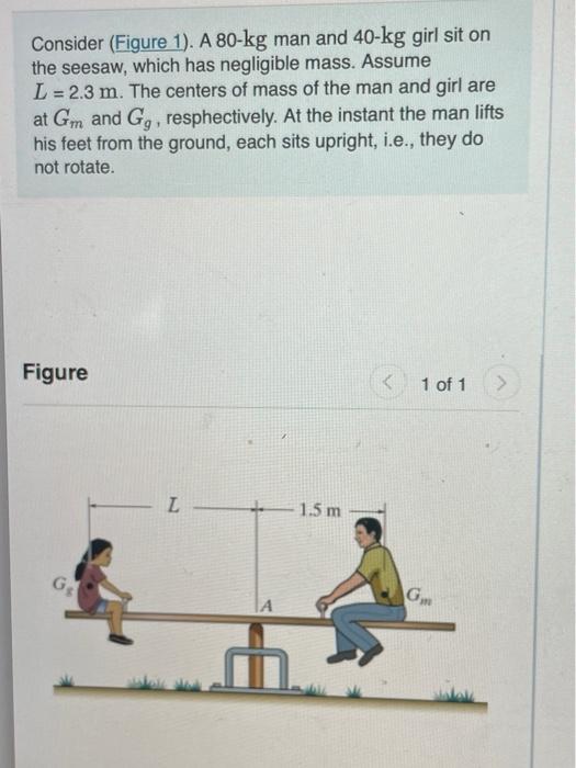 Solved Consider (Figure 1). A 80-kg man and 40-kg girl sit | Chegg.com