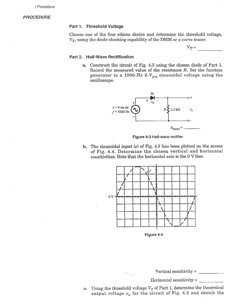 Solved / ﻿ProcedurePROCEDUREPart 1. ﻿Threshold VoltageChoose | Chegg.com
