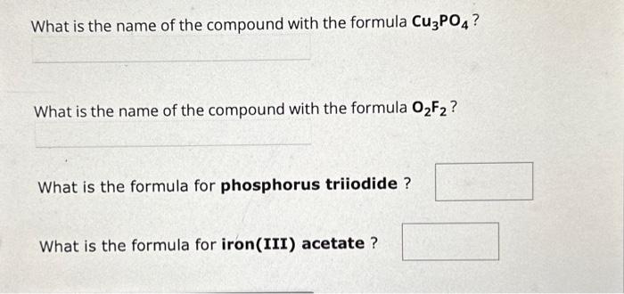 Solved What is the name of the compound with the formula | Chegg.com