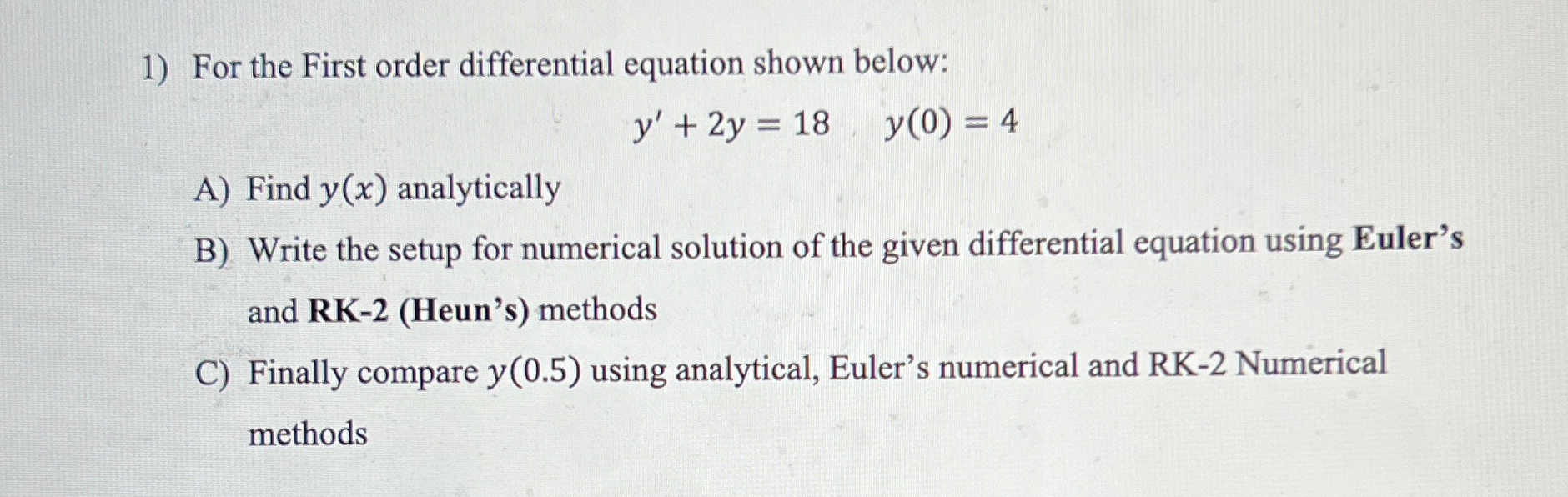 Solved For the First order differential equation shown | Chegg.com
