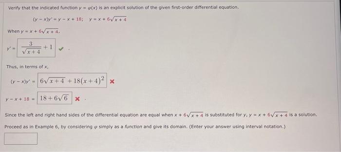 Solved Verify that the indicated function y(x) is an | Chegg.com