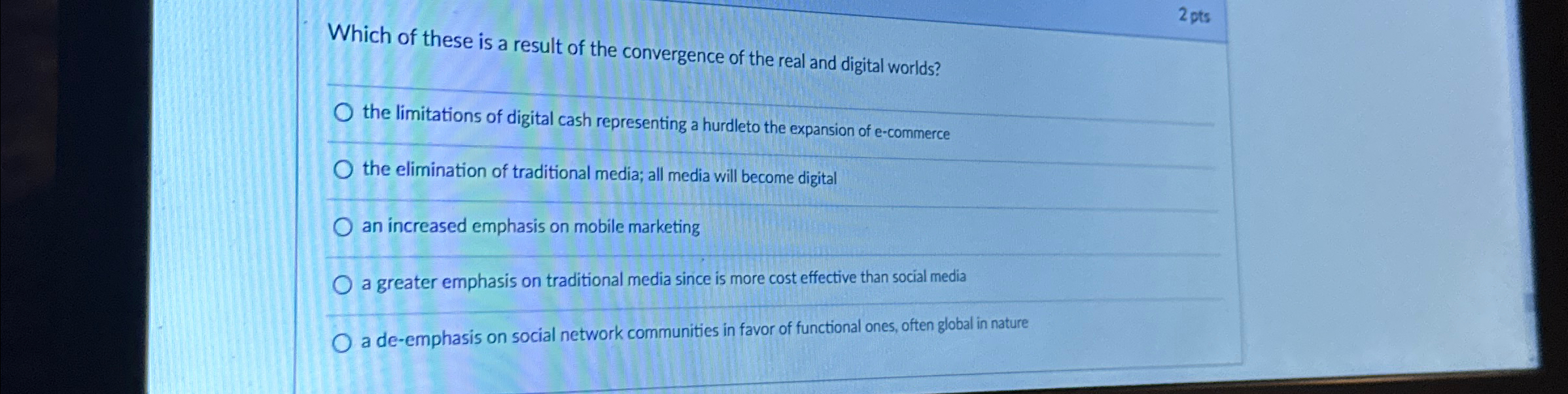 Solved 2 ﻿ptsWhich of these is a result of the convergence | Chegg.com