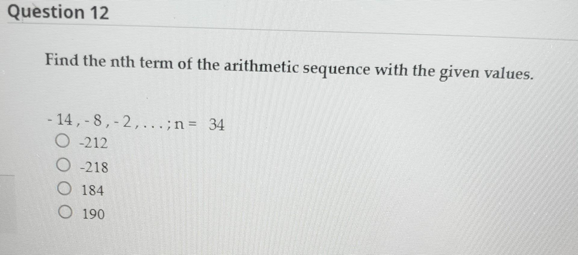 Solved Find the nth term of the arithmetic sequence with the | Chegg.com