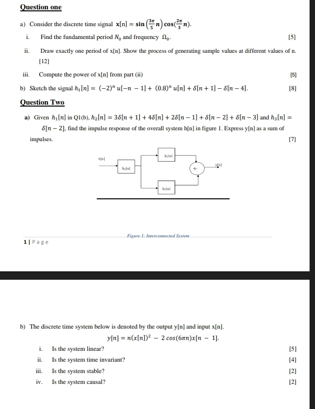 Question onea) ﻿Consider the discrete time signal | Chegg.com