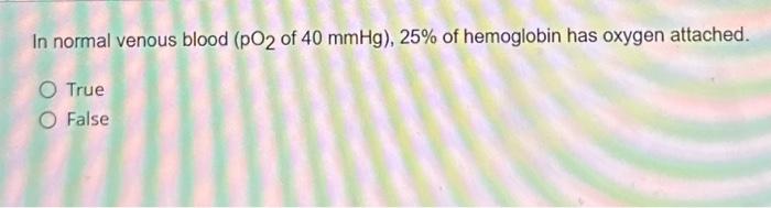 Solved In normal venous blood ( pO2 of 40mmHg ), 25% of | Chegg.com