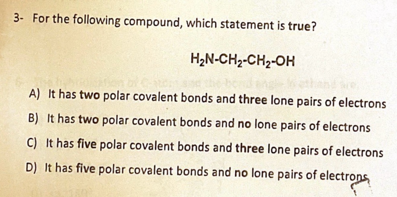Solved 3- ﻿For the following compound, which statement is | Chegg.com