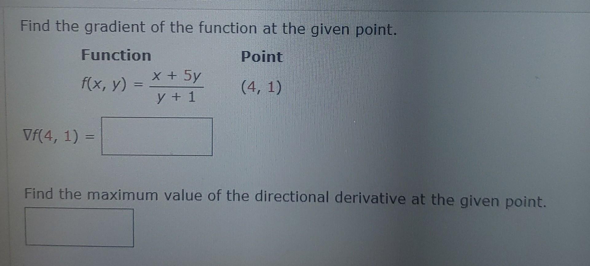 Solved Find the gradient of the function at the given point. | Chegg.com