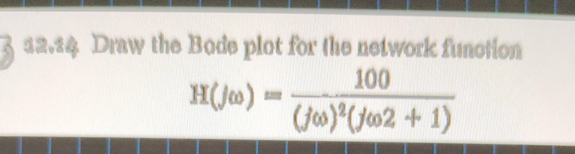 Solved 19.84. Draw the Bode plot for the network funotlon | Chegg.com