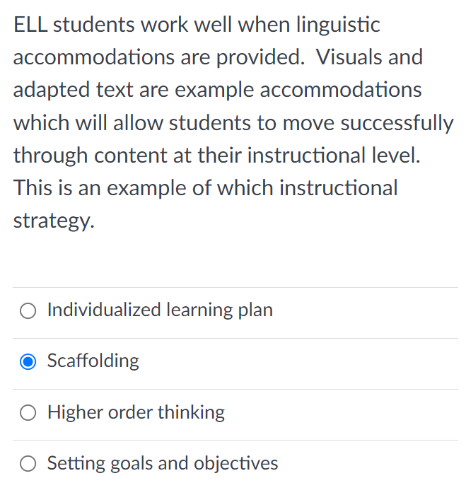 Solved ELL students work well when linguisticaccommodations | Chegg.com