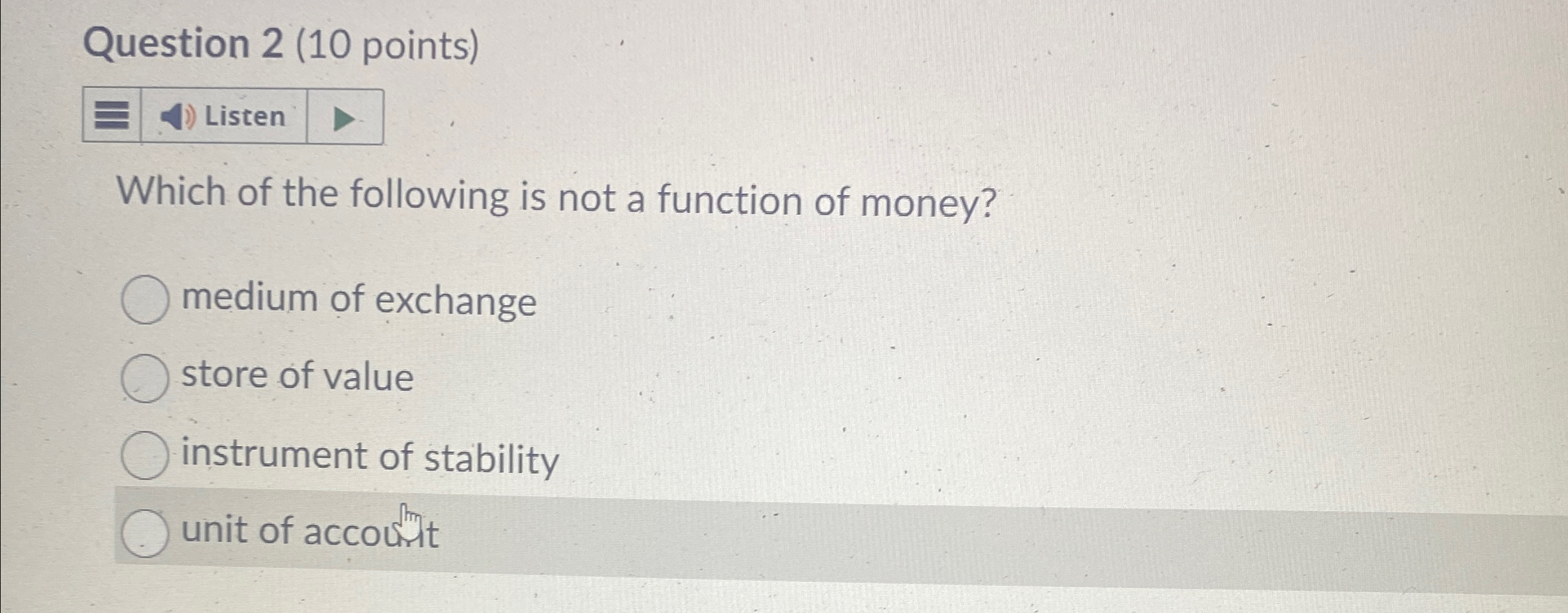 Solved Question 2 (10 ﻿points)ListenWhich of the following | Chegg.com
