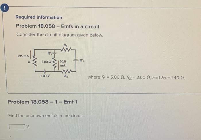 Solved Required information Problem 18.058 - Emfs in a | Chegg.com
