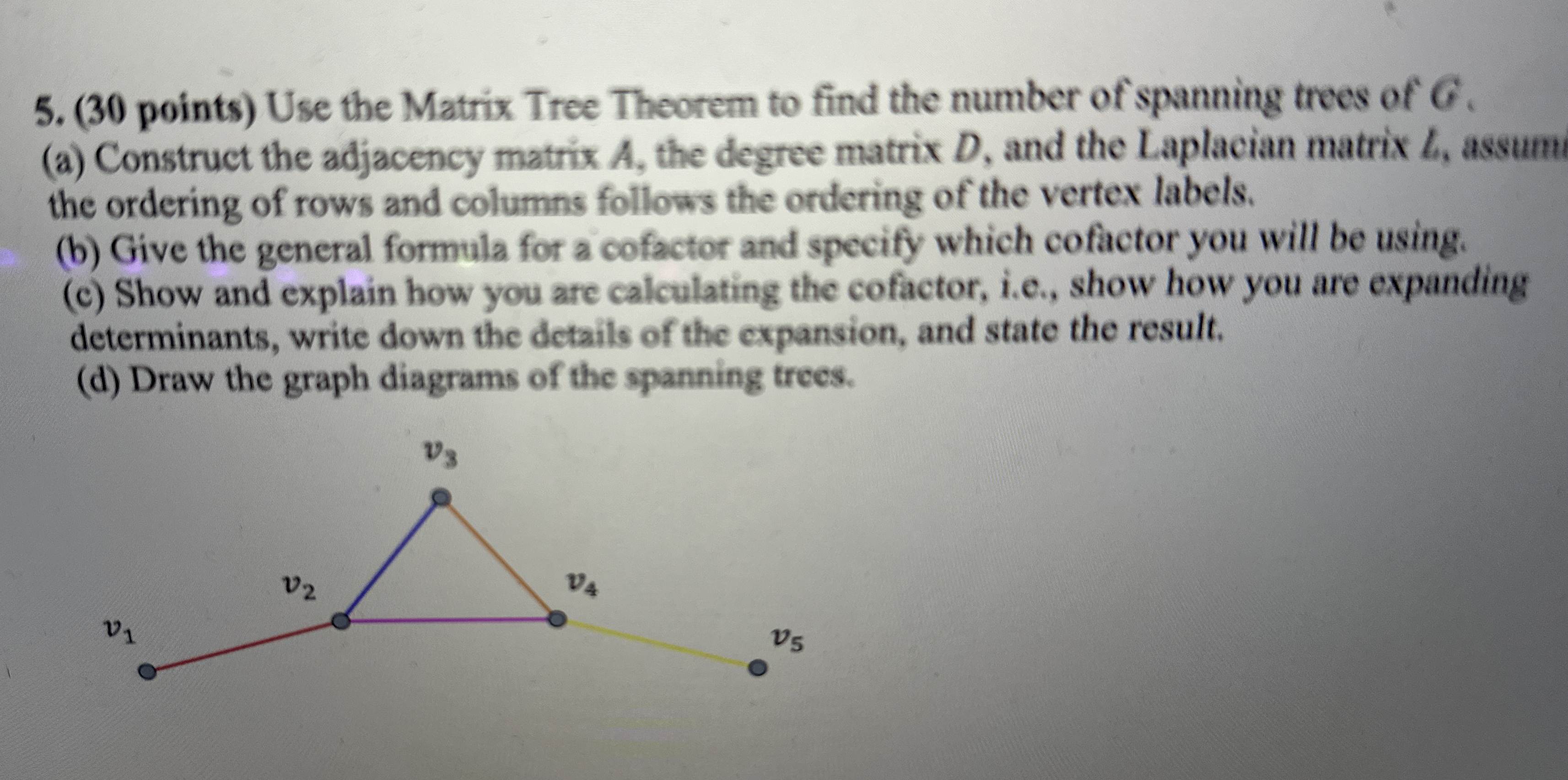 Solved (30 ﻿points) ﻿Use the Matrix Tree Theorem to find the | Chegg.com
