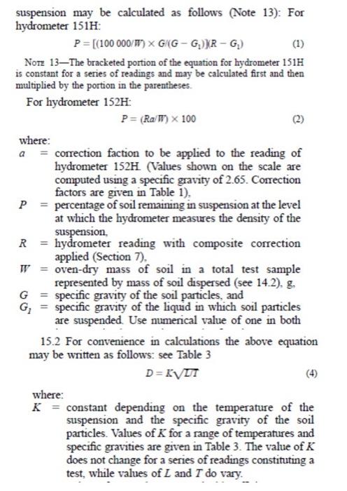 Solved For hydrometer analysis: Temperature, Hydrometer | Chegg.com