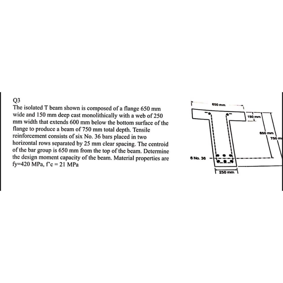 Q3The isolated T ﻿beam shown is composed of a flange | Chegg.com
