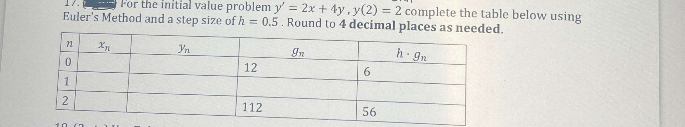 Solved For the initial value problem y'=2x+4y,y(2)=2 | Chegg.com