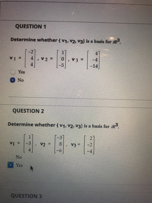 Solved Determine Whether V1 V2 v3 Is A Basis For R3 V1 1 Chegg