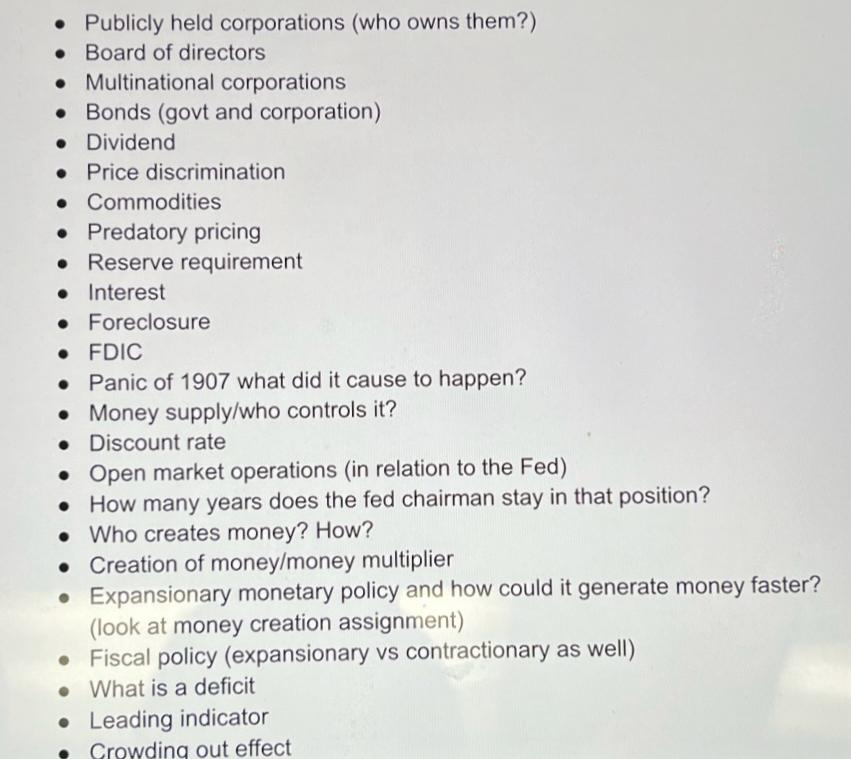 Solved Publicly held corporations (who owns them?)Board of | Chegg.com