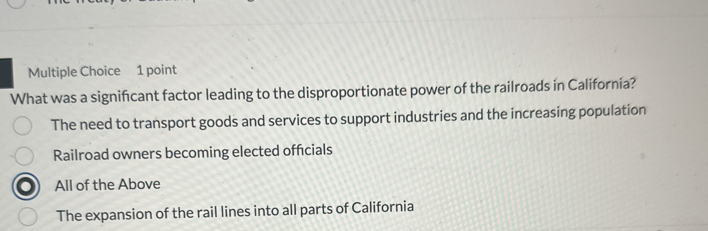 Solved Multiple Choice 1 ﻿pointWhat was a significant factor | Chegg.com