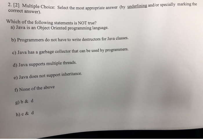 Solved 2 [2] Multiple Choice Select The Most Appropriat