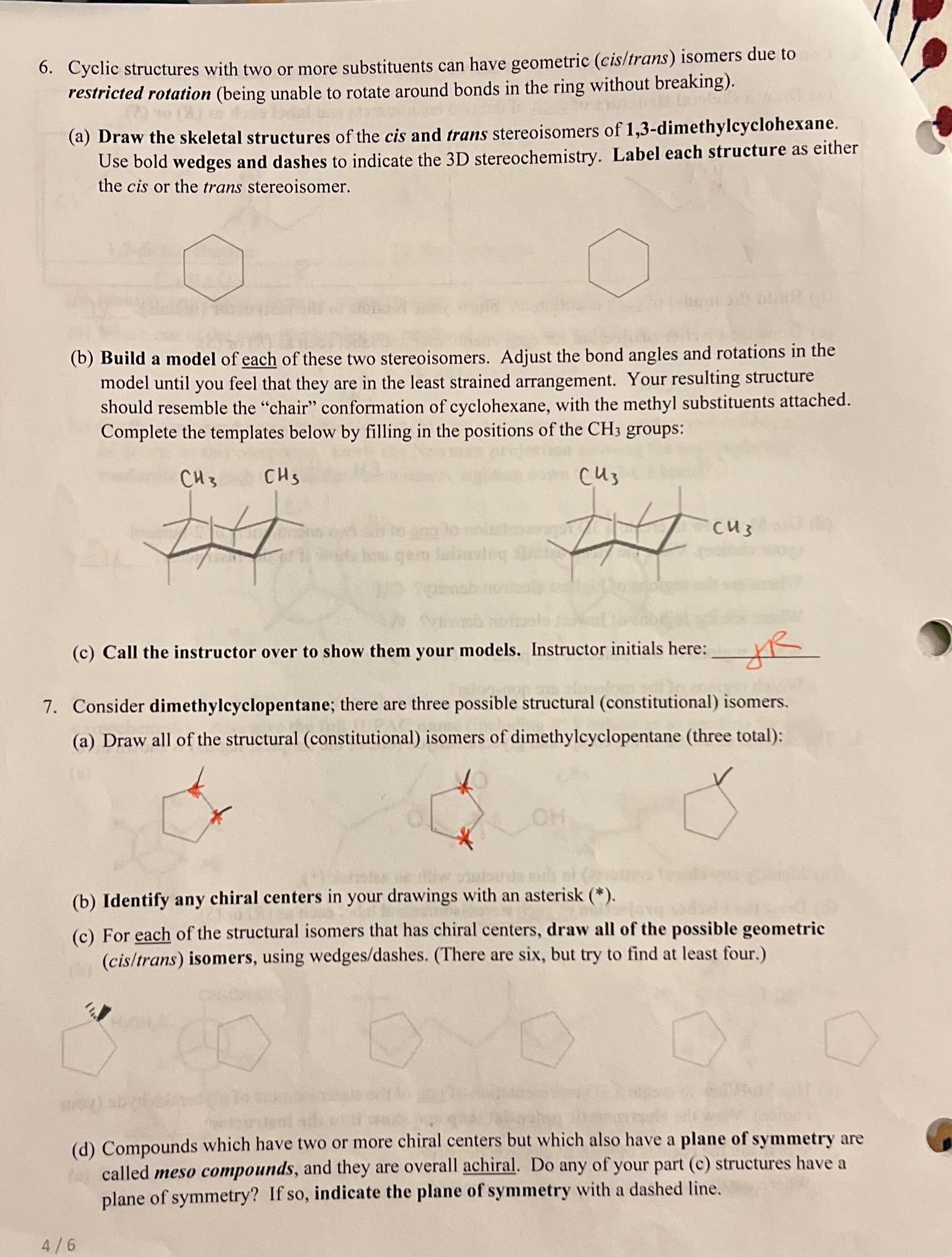 Solved Cyclic structures with two or more substituents can | Chegg.com