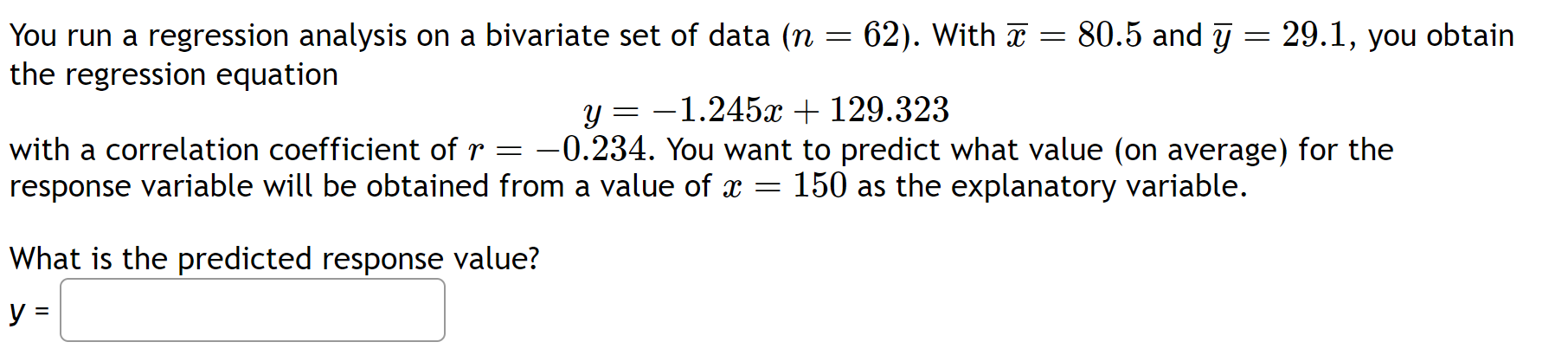 Solved You run a regression analysis on a bivariate set of | Chegg.com
