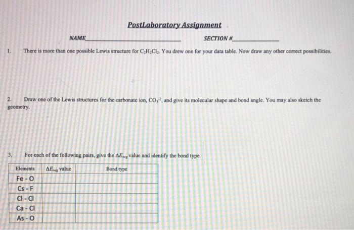 Solved PostLaboratory Assignment NAME SECTION # 1. There is | Chegg.com