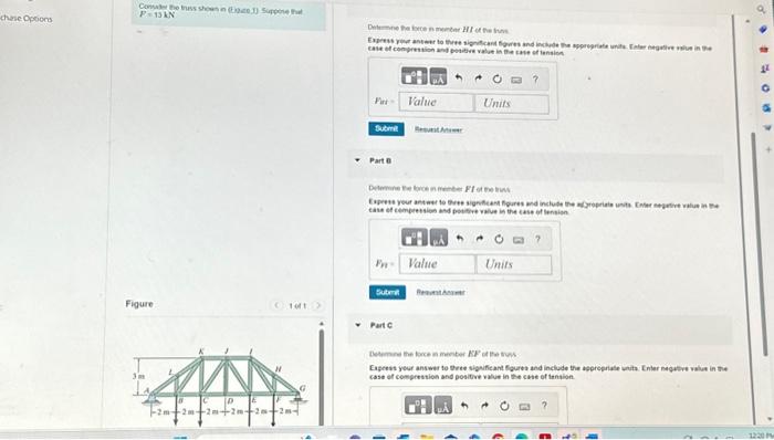 Solved chase Options Consider the truss shown in (Figure 1). | Chegg.com