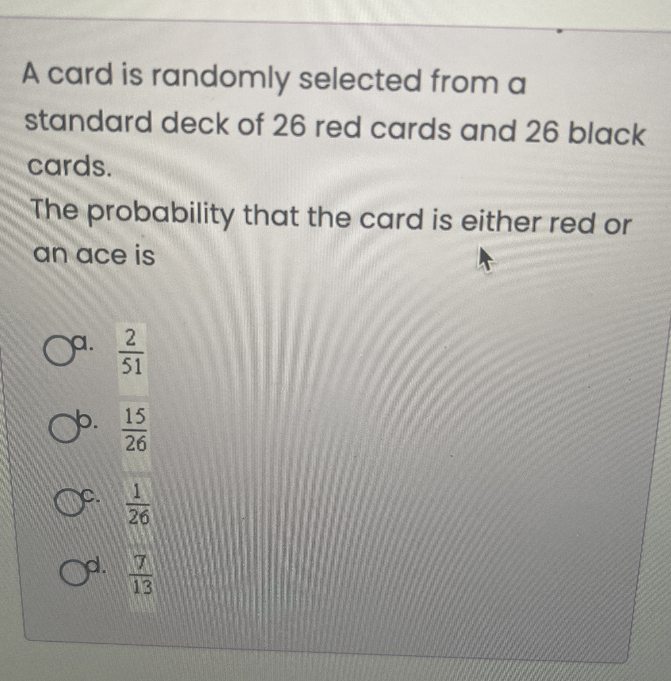 Solved A card is randomly selected from a standard deck of | Chegg.com