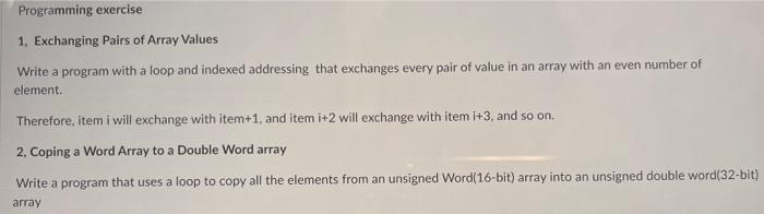 Programming exercise 1. Exchanging Pairs of Array | Chegg.com