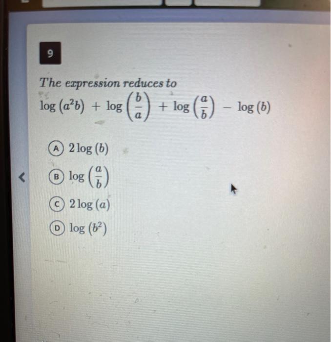 Solved The log is equal ya B - log (2) – 2log (y) ) log (2) | Chegg.com