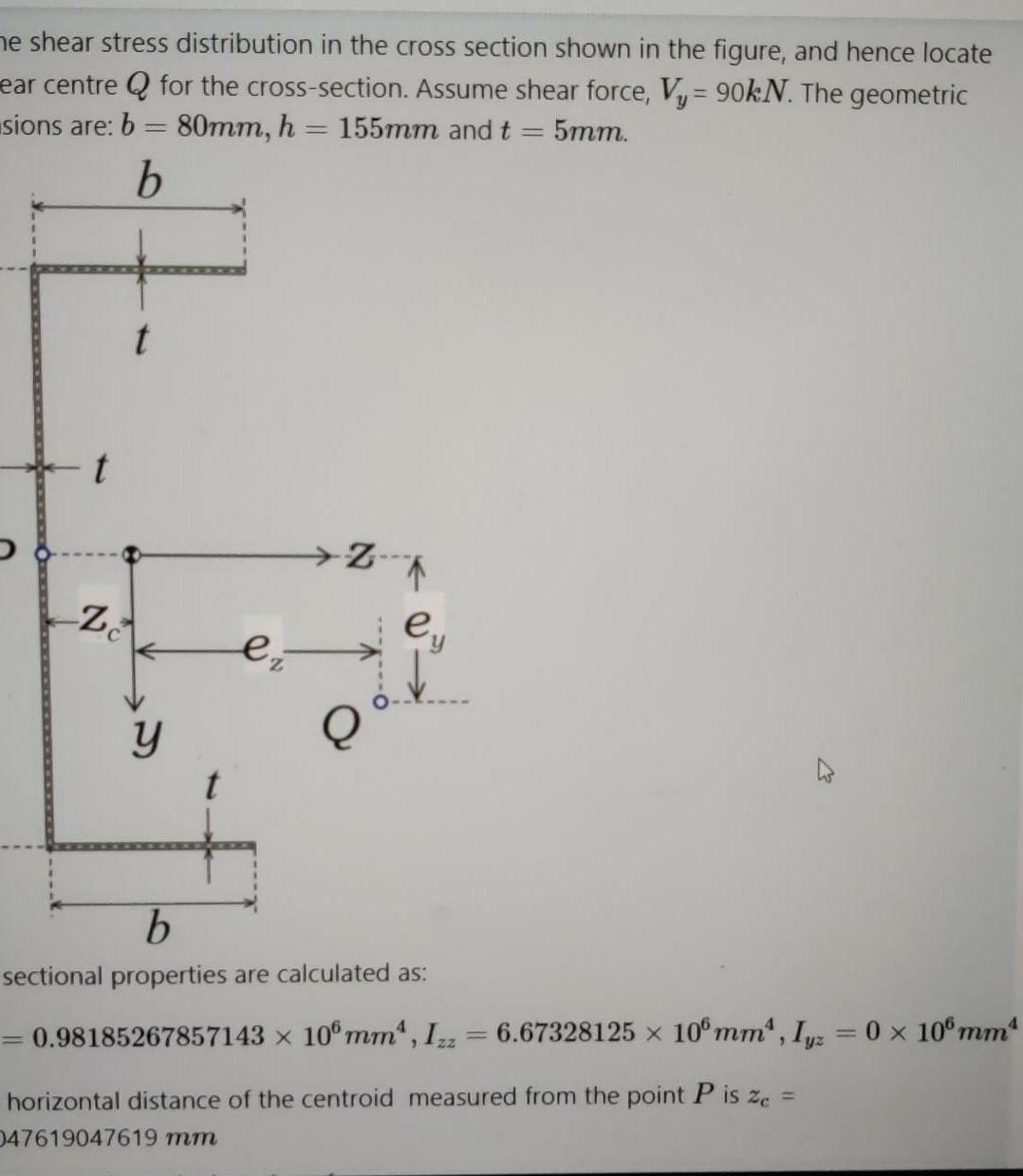 Solved Find the shear stress distribution in the cross | Chegg.com