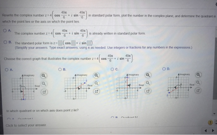 Solved in standard polar form, plot the number in the | Chegg.com