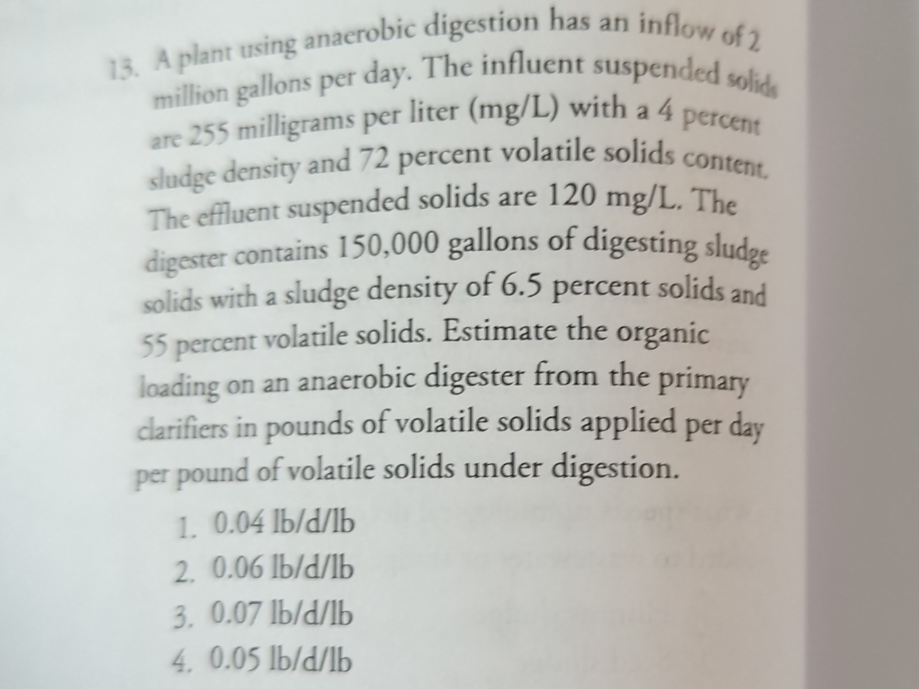 Solved A plant using anaerobic digestion has an inflow of 2 | Chegg.com