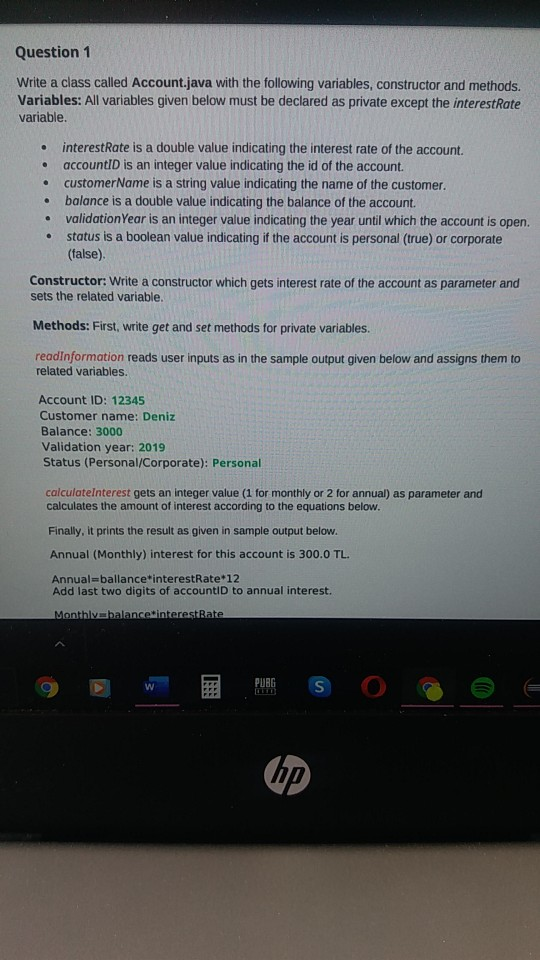 Solved Question 1 Write a class called Account.java with the | Chegg.com