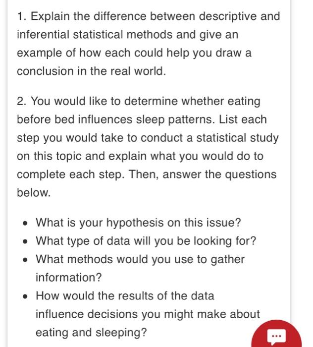 Solved 1. Explain the difference between descriptive and | Chegg.com