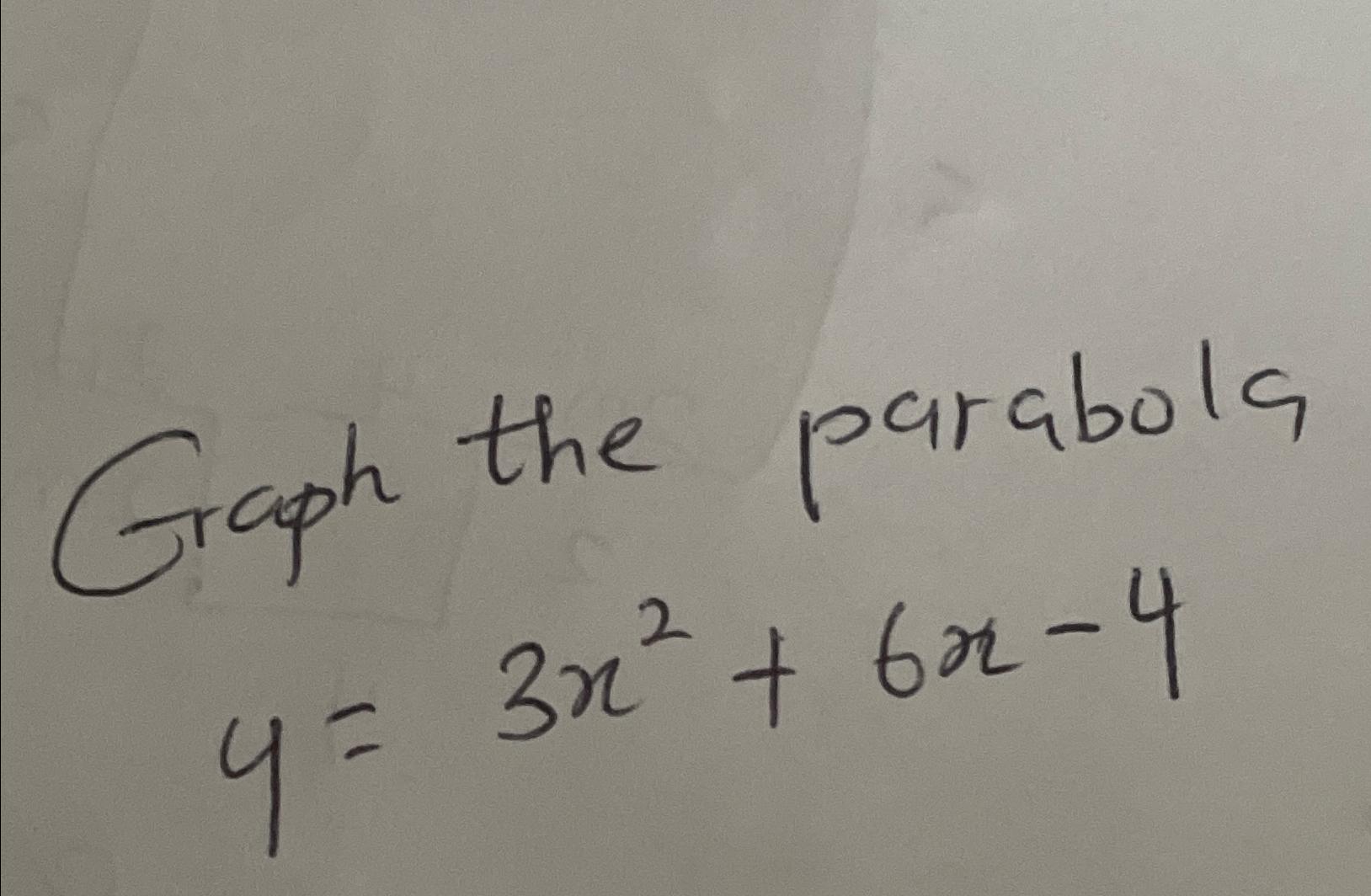 Solved Graph the parabolay=3x2+6x-4 | Chegg.com