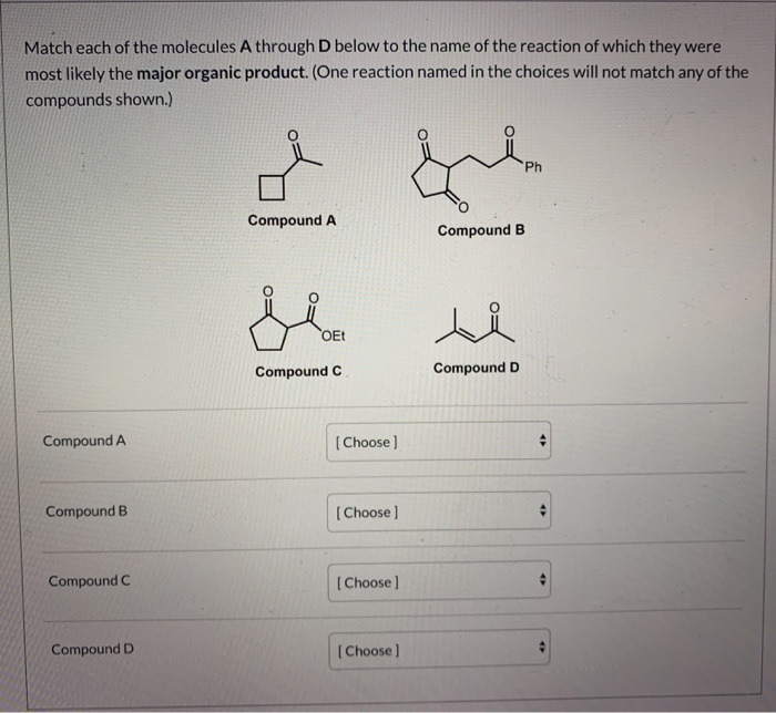 Solved plecules A through D below to the name of the | Chegg.com