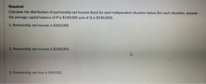 Solved Required: Calculate the distribution of partnership | Chegg.com