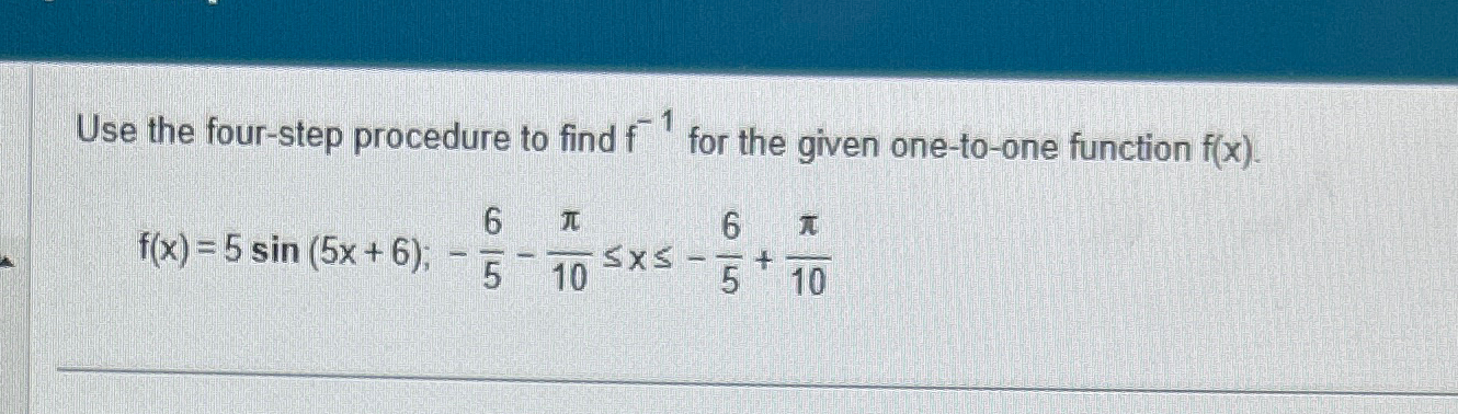 Solved Use the four-step procedure to find f-1 ﻿for the | Chegg.com