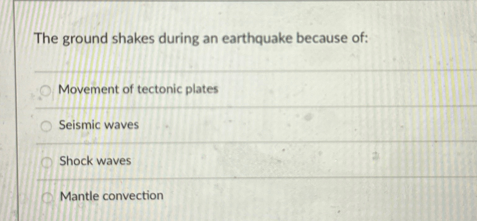 Solved The ground shakes during an earthquake because | Chegg.com