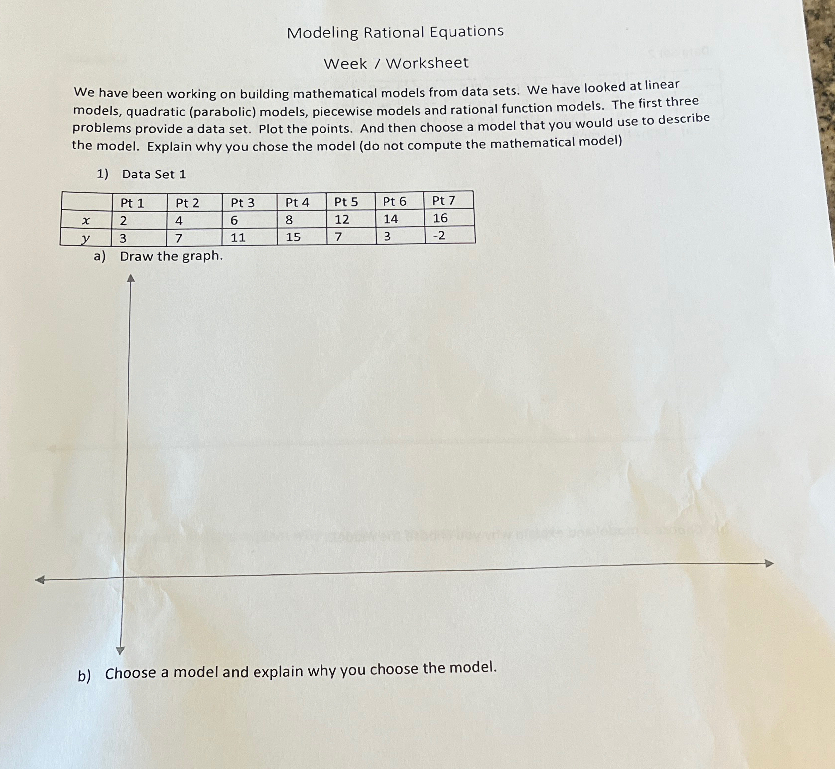 Solved Modeling Rational EquationsWeek 7 ﻿WorksheetWe have | Chegg.com
