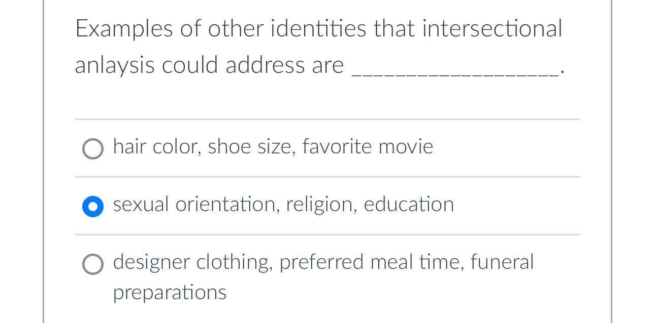 Solved Examples of other identities that intersectional | Chegg.com