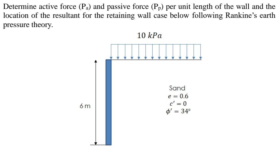 Solved Determine active force (Pa) and passive force (Pp) | Chegg.com
